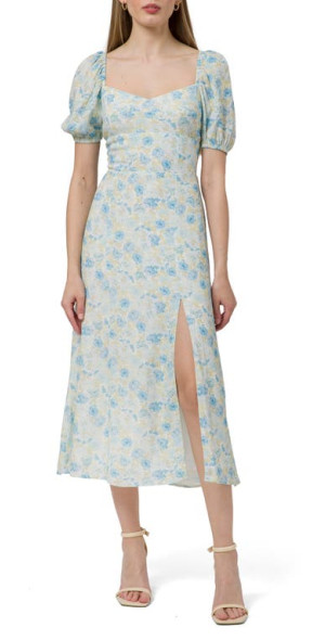 WAYF - Floral Print Puff Sleeve Dress in Blue Mini Roses at Nordstrom