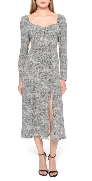 WAYF - Love Letters Long Sleeve Midi Dress in Black Allover at Nordstrom