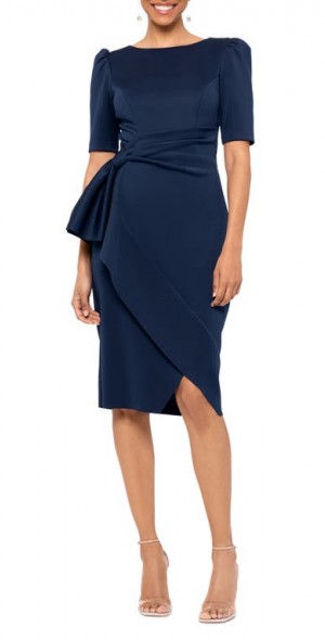 Xscape - Asymmetric Scuba Dress in Midnight at Nordstrom