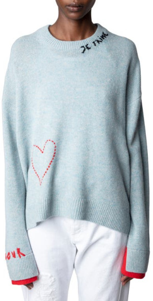Zadig & Voltaire - Markus Heart Cashmere Sweater in Denim at Nordstrom