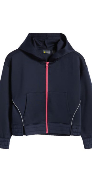 zella - Kids' Reflective Zip-Up Hoodie in Navy Sapphire