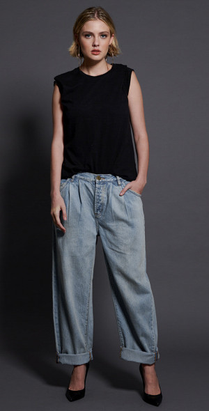 One Teaspoon - Kansas Blue Smiths Low Waist Wide Leg Jean
