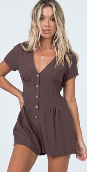 Princess Polly - Adi Romper Brown