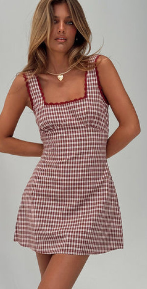 Princess Polly Dasha Mini Dress Red Check