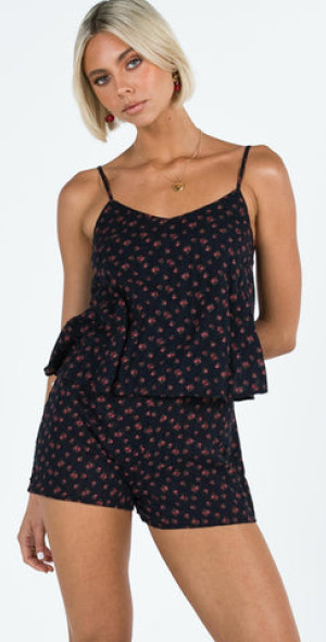 Princess Polly - Deva Floral Romper Black Multi