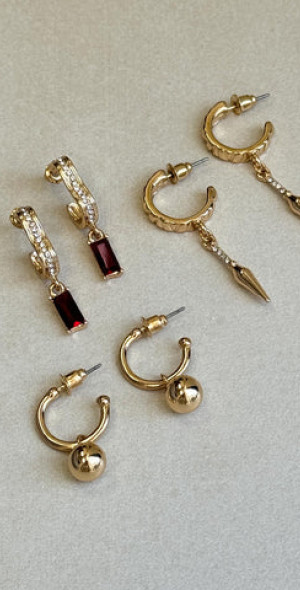 Princess Polly Lower Impact - Red Corvette Earring Pack Gold