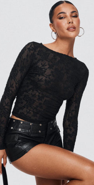 Princess Polly - Martine Sheer Top Black