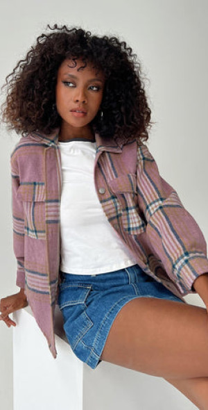 Princess Polly - Milane Plaid Shacket Pink