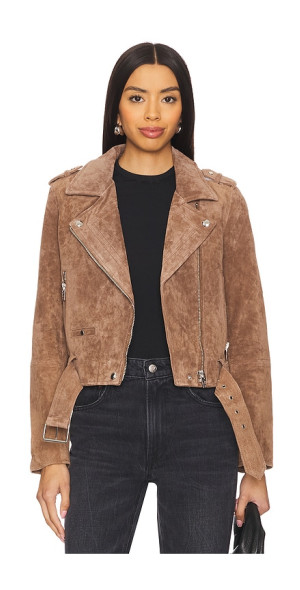 BLANKNYC - Coffee Bean Suede Cropped Moto Jacket