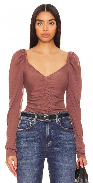Bobi - Ruched Long Sleeve Top