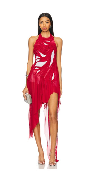 Di Petsa - Bursting Flower Wetlook Dress