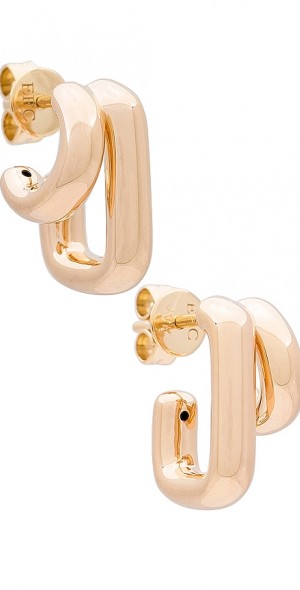 EF COLLECTION - Double Gold Jumbo Huggie Earrings