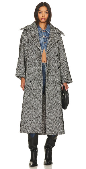 Ganni - Herringbone Wool Coat