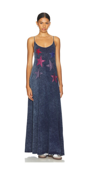 Lauren Moshi - Berna Spaghetti A Line Maxi Dress Color Crystal Multi Stars