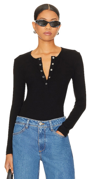 LNA - Dalston Ribbed Henley Top