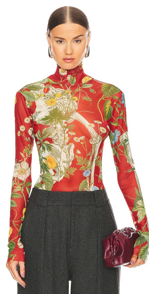 Monse - Skeleton Floral Mesh Top