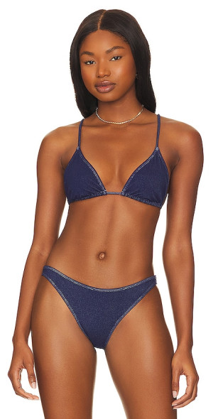 onia - Denim String Bikini Top