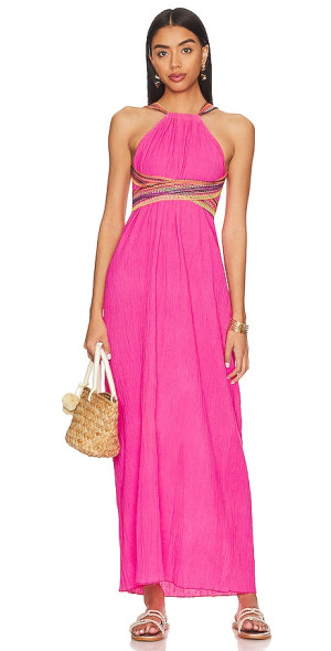 Pitusa - Crinkle Halter Maxi Dress