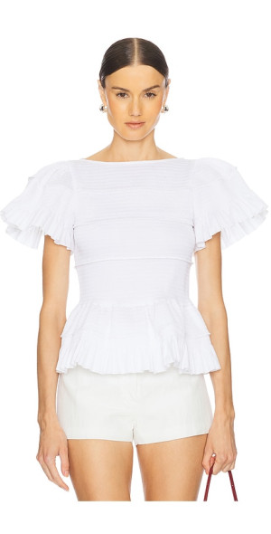 Susan Fang - Smocked Peplum Top