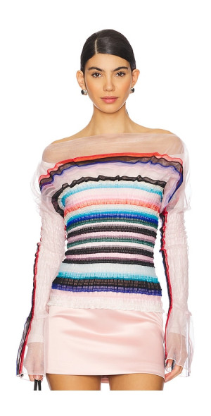 Susan Fang - Striped Smocked Top