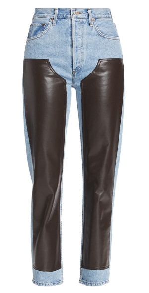Agolde - Women's Ryder High-Rise Leather-Panel Jeans