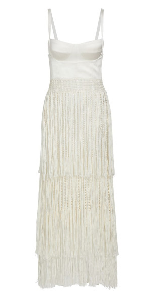 Alejandra Alonso Rojas - Women's Bustier Silk Fringe Crochet Dress