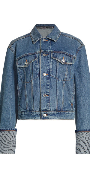 alexanderwang.t - Women's Denim Logo-Cuff Trucker Jacket