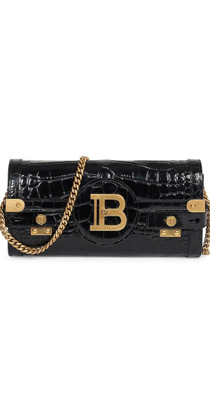Balmain - Women's B-Buzz 23 Crocodile-Embossed Leather Pouch