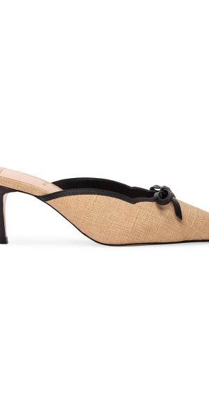 Black Suede Studio - Women's Bow 65 Raffia Mules