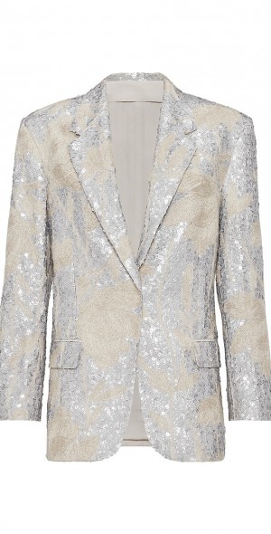 Brunello Cucinelli - Women's Linen Blazer With Magnolia Embroidery