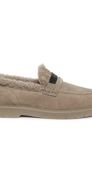 Brunello Cucinelli - Women's Shearling-Lined Suede Loafers