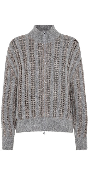 Brunello Cucinelli - Women's Wool and Mohair Dazzling Net Cardigan