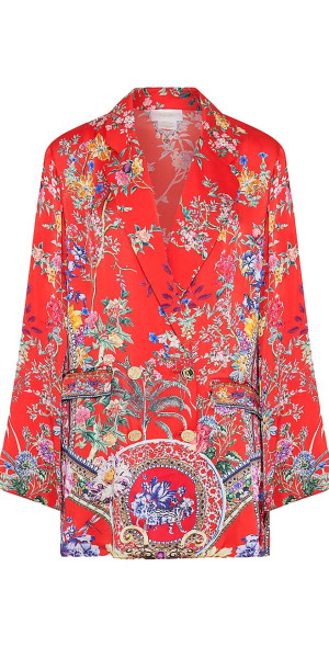 Camilla - Women's Double-Breasted Floral Silk Jacket