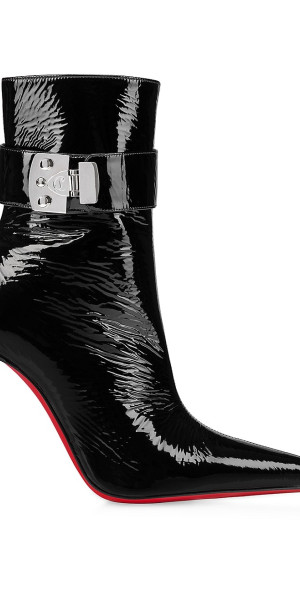 Christian Louboutin - Women's Lock Me Up Booty 100MM Patent Leather Boots