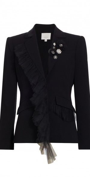 Cinq à Sept - Women's Delia Embellished Ruffle Crepe Blazer