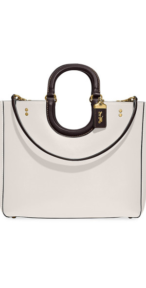 COACH - Women's Rae Leather Contrast-Trim Tote Bag