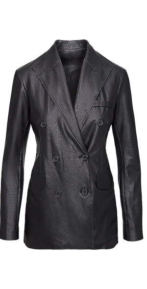 Commando - Women's Faux Leather Double-Breasted Blazer