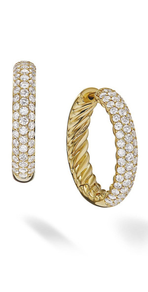 David Yurman - Women's DY Mercer Hoop Earrings In 18K Yellow Gold With ...