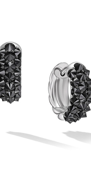 David Yurman - Women's Reverse Set Pave Huggie Hoop Earrings in 18K ...