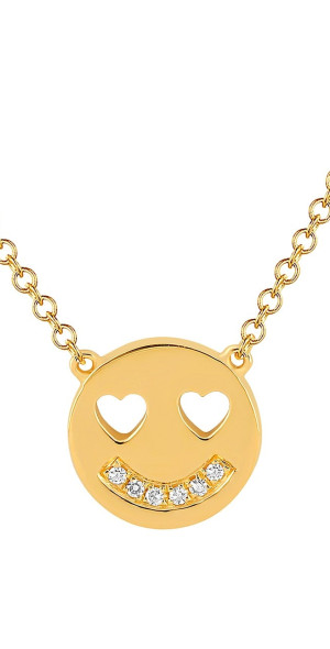 EF Collection - Women's 14K Gold & Diamond Smiley Face Pendant Necklace