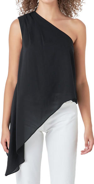Endless Rose - Women's One Shoulder Waterfall Top