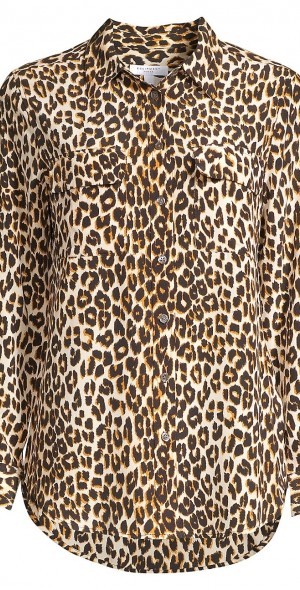 Equipment - Slim Signature Silk Leopard Print Shirt