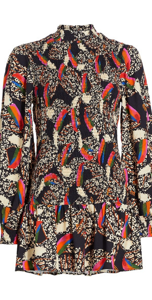 Farm Rio - Women's Leopard & Toucan Smocked Minidress