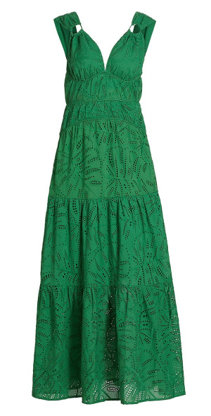 Farm Rio - Women's Monstera Eyelet Tiered Maxi Dress