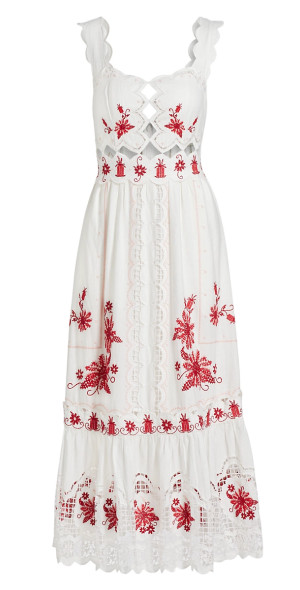 Farm Rio - Women's Richelieu Sunflower Linen-Blend Midi-Dress