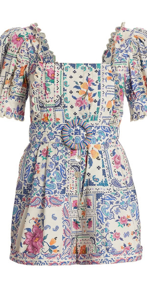 Farm Rio - Women's Romantic Bandanas Belted Romper