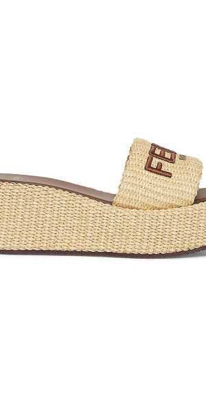 Fendi - Women's Sunshine 65MM Raffia Platform Slides