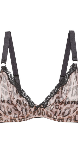 Fleur du Mal - Women's Leopard Sheer Tulle Demi Bra