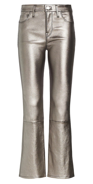 Frame - Women's Le Crop Mini Boot Metallic Leather Trousers