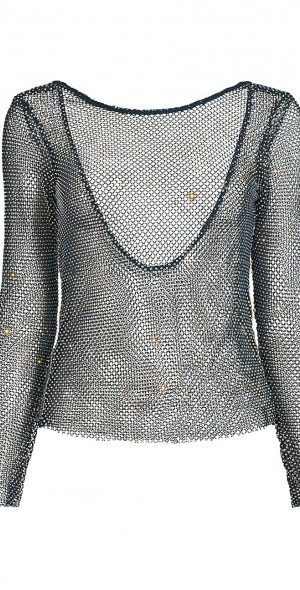 Free People - Women's Rhinestone-Embellished Mesh Top
